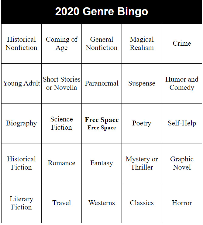 2021 Reading Challenge - ARCHIVE: Yearly Challenges: Genre Bingo - 2020 ...