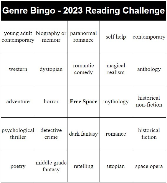 2025 Reading Challenge - ARCHIVE: Yearly Challenges: Genre Bingo - 2023 ...
